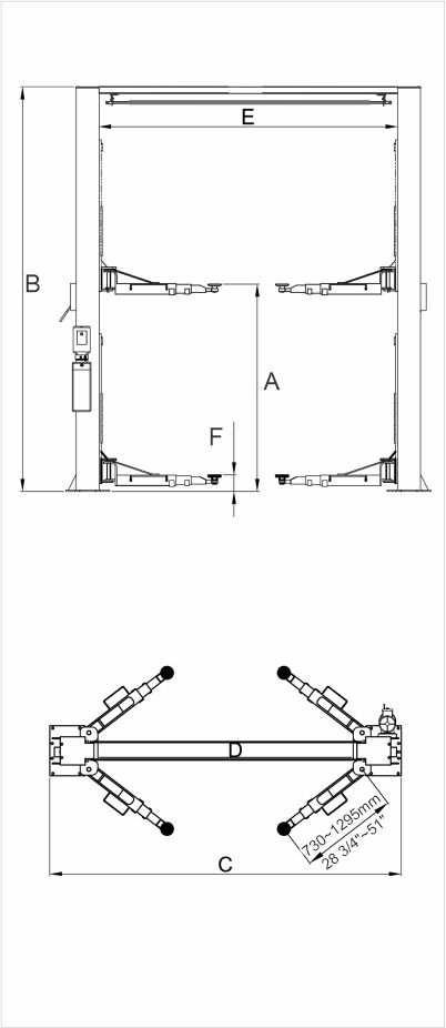 PEAK 210C Clear Floor Two Post Lift
