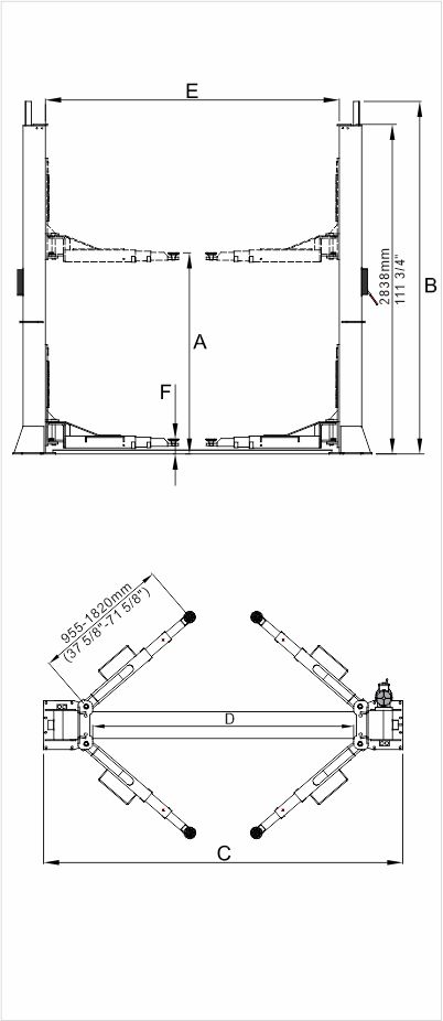 Clear Floor two post lift