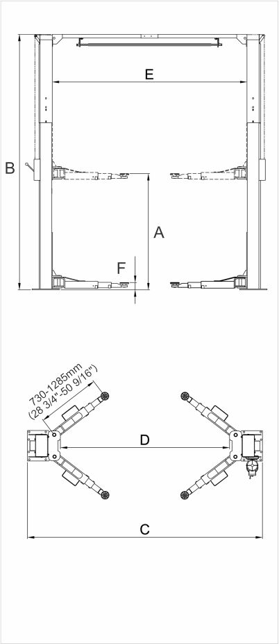 Clear Floor two post lift